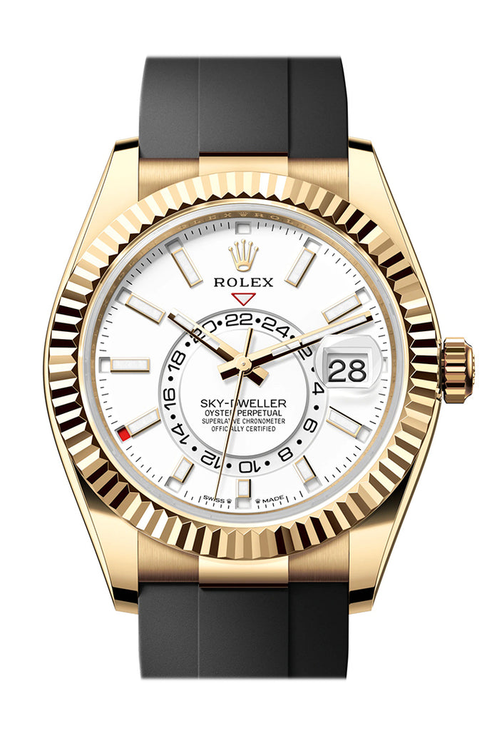 Rolex Sky Dweller 42 White Dial Dial Yellow Gold Mens Watch 336238 ...